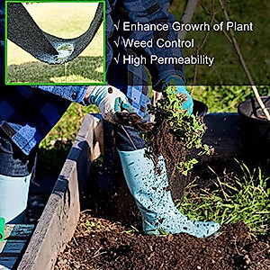 June Fox 5oz Pro Garden Weed Barrier Landscape Fabric, Heavy Duty Weed Block Gardening Mat,Garden Landscape Fabric for Flower Bed, Edging, Pavers,Vegetable Patch,Garden Stakes,Black (1.3ft x 82ft)