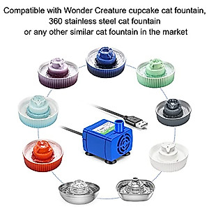 Wonder Creature Cat Fountain Pump for Cupcake Cat Fountain and 360 Stainless Steel Cat Fountain, Replacement Cat Fountain Pump, Pet Water Fountain Motor