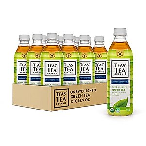 Teas' Tea Unsweetened Pure Green Tea, Organic, Sugar Free, 0 Calories, 16.9 Ounce (Pack of 12)