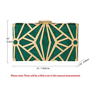 CARIEDO Women Evening Bag Elegant Clutch Purse Exquisite Velvet Metal Hollow out Handbags Prom Wedding Party (Green)