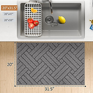 JEEDOVIA Kitchen Rugs Non Slip Kitchen Mats for Floor Kitchen Runner Rug, 20"x31.5"Grey Absorbent Resist Dirt Comfort Standing Mat for Entryway,Hallway, Front of Sink, Machine Washable