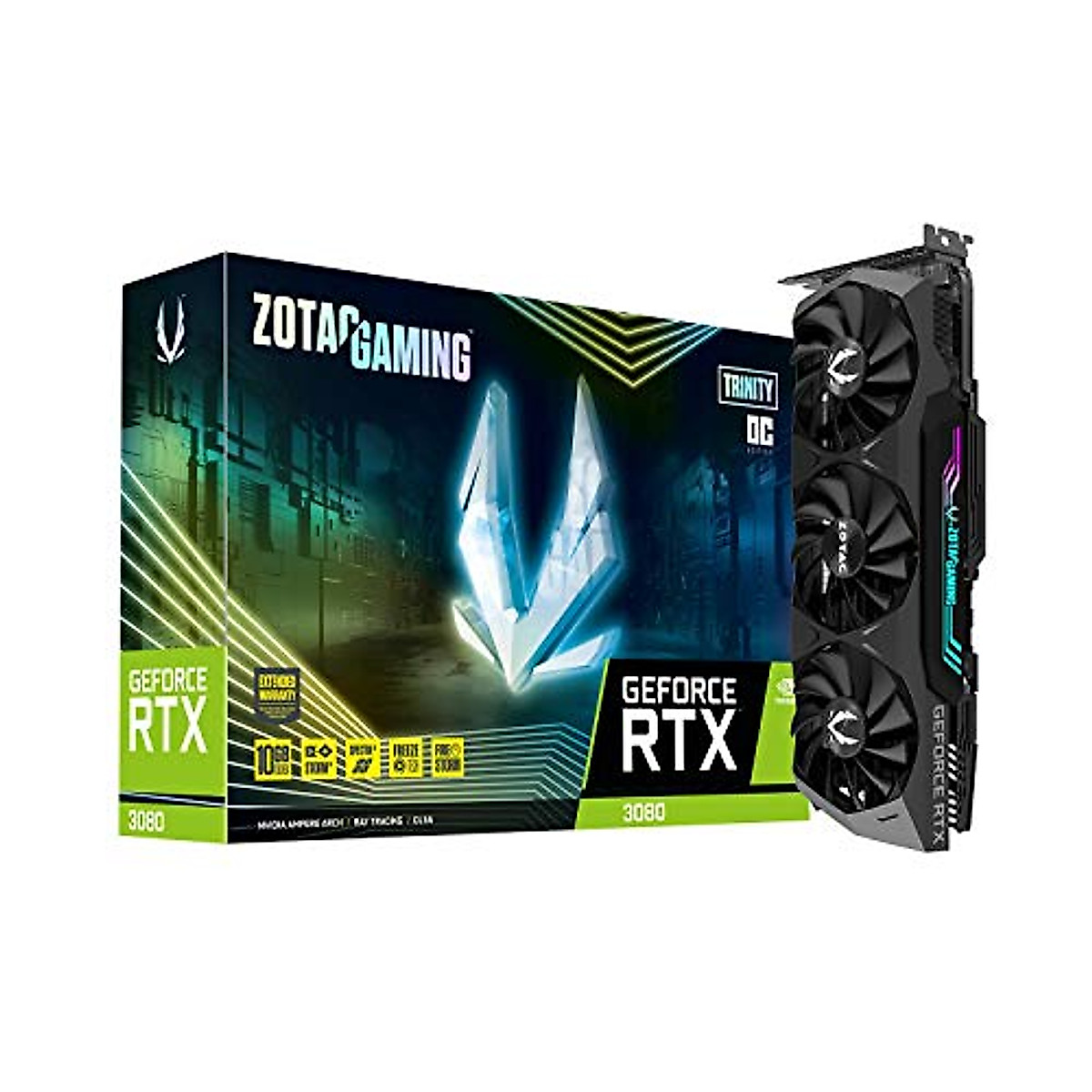ZOTAC GAMING GeForce RTX 3080 Trinity OC 10GB GDDR6X 320-bit 19 Gbps PCIE 4.0 Graphics Card, IceStorm 2.0 Advanced Cooling, SPECTRA 2.0 RGB Lighting, ZT-A30800J-10P