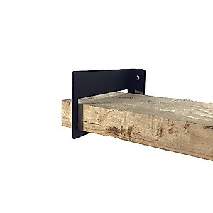 Concept Fusion Set of 2, Bent Metal Industrial Rectangular Stirrup Shelf Brackets (1.5 H X 3.5 D, Black)