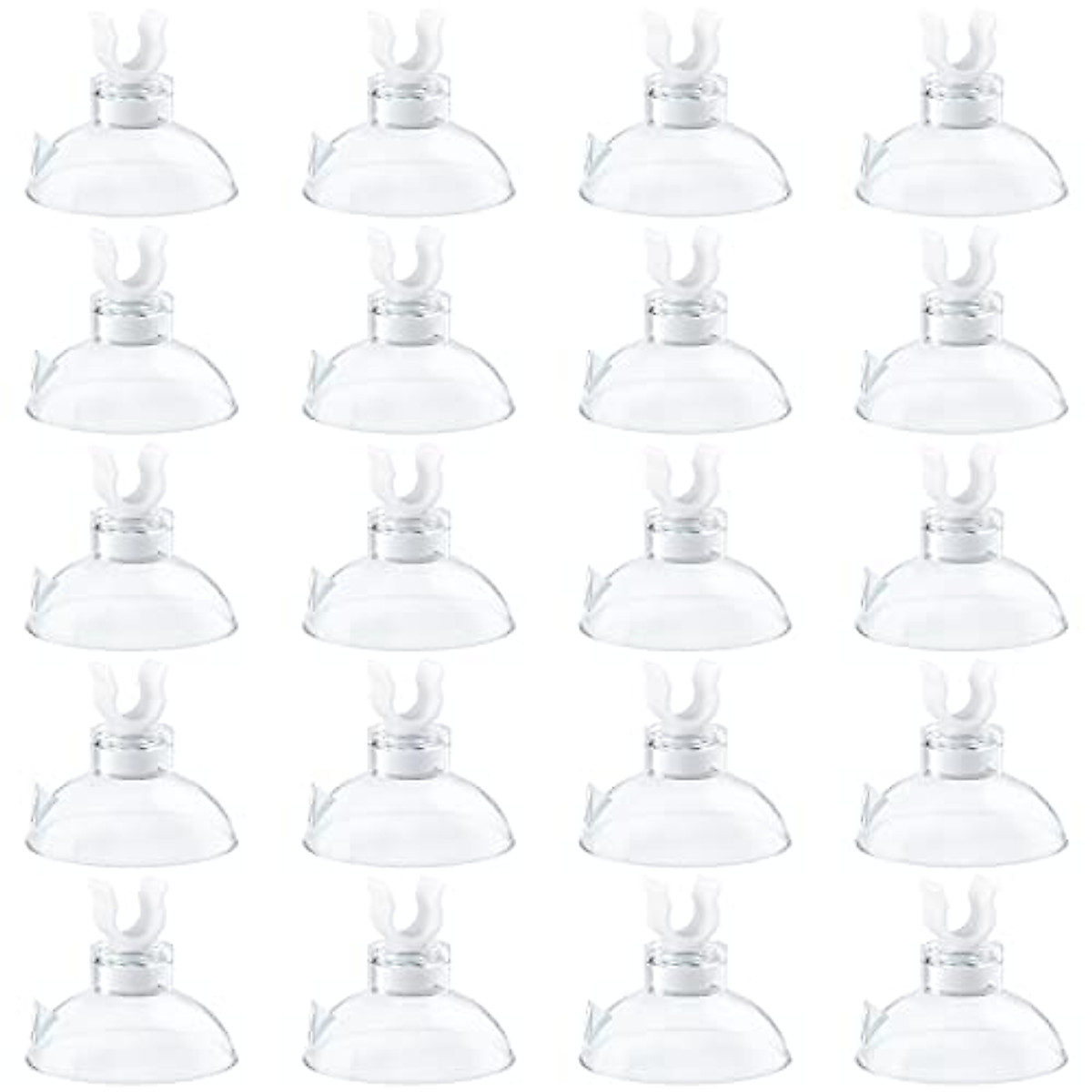 Pawfly Aquarium Suction Cup Clips for Standard 3/16" ID Airline Tubing Clear Air Hose Holder Clamp Accessories for Fish Tank Aeration Setup, 20 Pack
