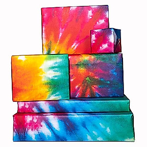 CENTRAL 23 - Colorful Wrapping Paper - 6 Sheets of Rainbow Gift Wrap - Birthday Wrapping Paper For Men Women Teenager - Tie Dye - Pride - Psychedelic - Vegan Ink - Recyclable - Made in UK