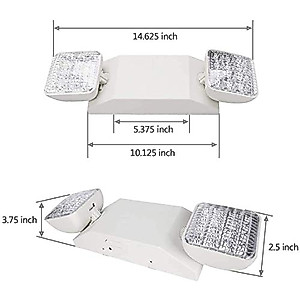 Litufine LED Emergency Lighting Fixtures with 2 Heads, Commercial Emergency Light with Battery Backup, UL 924 and CEC Qualified, 120-277 Voltage (2-Pack)