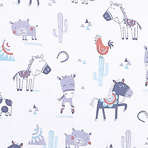 Sammy & Lou Farmstead Friends 4-Piece Baby Crib Bedding Set, Includes Quilt, Fitted Crib Sheets Neutral, Crib Skirt, and Plush Toy