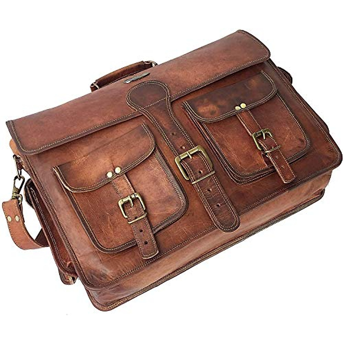 Cuero DHK 16 Inch Vintage Handmade Leather Messenger Bag Laptop Briefcase Computer Satchel Bag for Men & Women (16 Inch Medium)