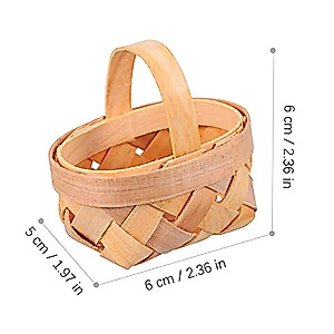 YARDWE 12pcs Mini Bamboo Woven Basket Miniature Flower Basket Dollhouse Picnic Basket Tiny Party Favor Container Farmhouse Decor for Fairy Garden Micro Landscape