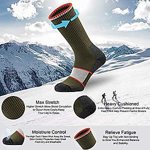 Ortis Men's Merino Wool Cushion Crew Socks with Moisture Wicking Control Light Weight Breathable for Outdoor Hiking Cycling(Mix Color2 L)