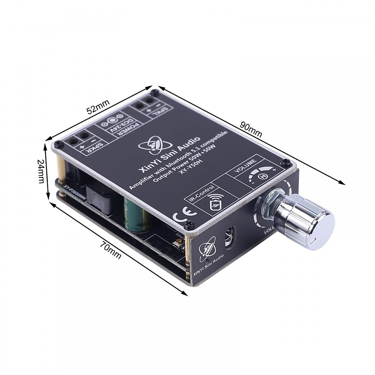 XY-Y50H 50W+50W HIFI Stereo Bluetooth-compatible 5.1 Amplifier Module, DC 9V-24V Dual Channel Audio Amp Board with Remote Controller