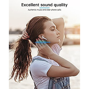 GPED Wireless Earbuds, Bluetooth 5.0 Earbuds Noise Cancelling Wireless Headphones 35H Cycle Playtime Hi-Fi APT-X CVC8.0 Sweatproof Earphones with mic, in-Ear Headset for iPhone Android (White)