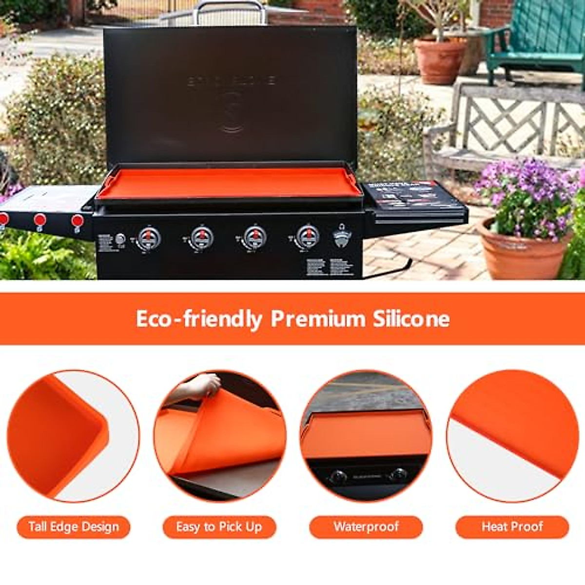 Silicone Mat Cover for Blackstone Griddle 36 Inch, Burly Grill 36" Griddle Mat All Season Cooking Surface Protective Cover Heavy Duty Reusable Food Grade Silicone Mats for Blackstone Grill Flat Top