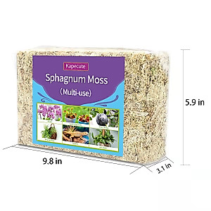 Kapecute Sphagnum Moss 34QT Perfect for Plant Propagation, Great Orchid Potting Mix, Help with Maintain Humidity, 10oz