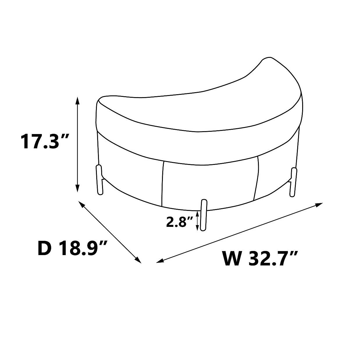 HomSof 32.7" W Sherpa Upholstered Half Crescent Moon Storage Bench Large Ottoman with Tray Serve As Side Table Soft Padded Seat Dressing Shoe Bench Foot Rest for Living Room,Entryway,Hallway (Ivory)