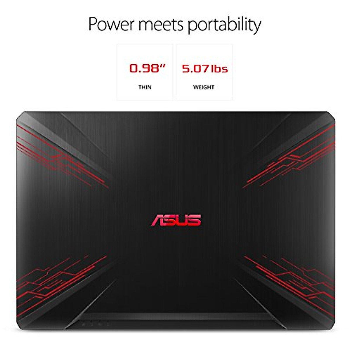 ASUS TUF Thin & Light Gaming Laptop PC (FX504) 15.6” Full HD, 8th-Gen Intel Core i5-8300H (up to 3.9GHz), GeForce GTX 1050 2GB, 8GB DDR4 2666 MHz, 1TB FireCuda SSHD, Windows 10 64-bit - FX504GD-ES51