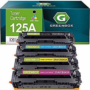 GREENBOX Compatible 125A High Yield Toner Cartridge Replacement for HP 125A CB540A CB541A CB542A CB543A for HP Color CM1312 MFP CM1312nfi CP1215 CP1515n CP1518ni Printer (4-Pack, KCMY)