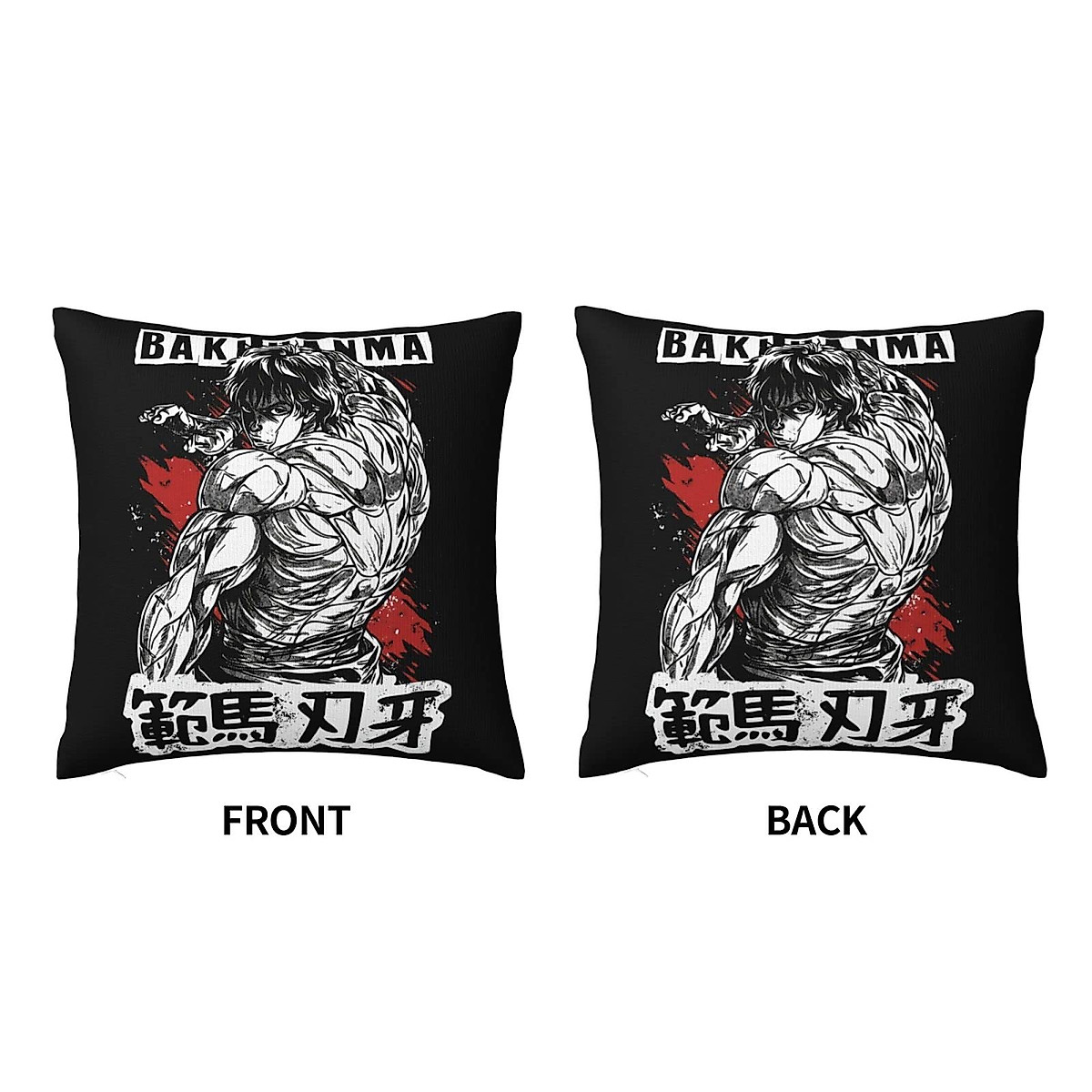Flokoo Anime Baki The Grappler Baki Hanma Throw Pillow Cases Dorm Decor for Bedroom Living Room 18x18 Inch