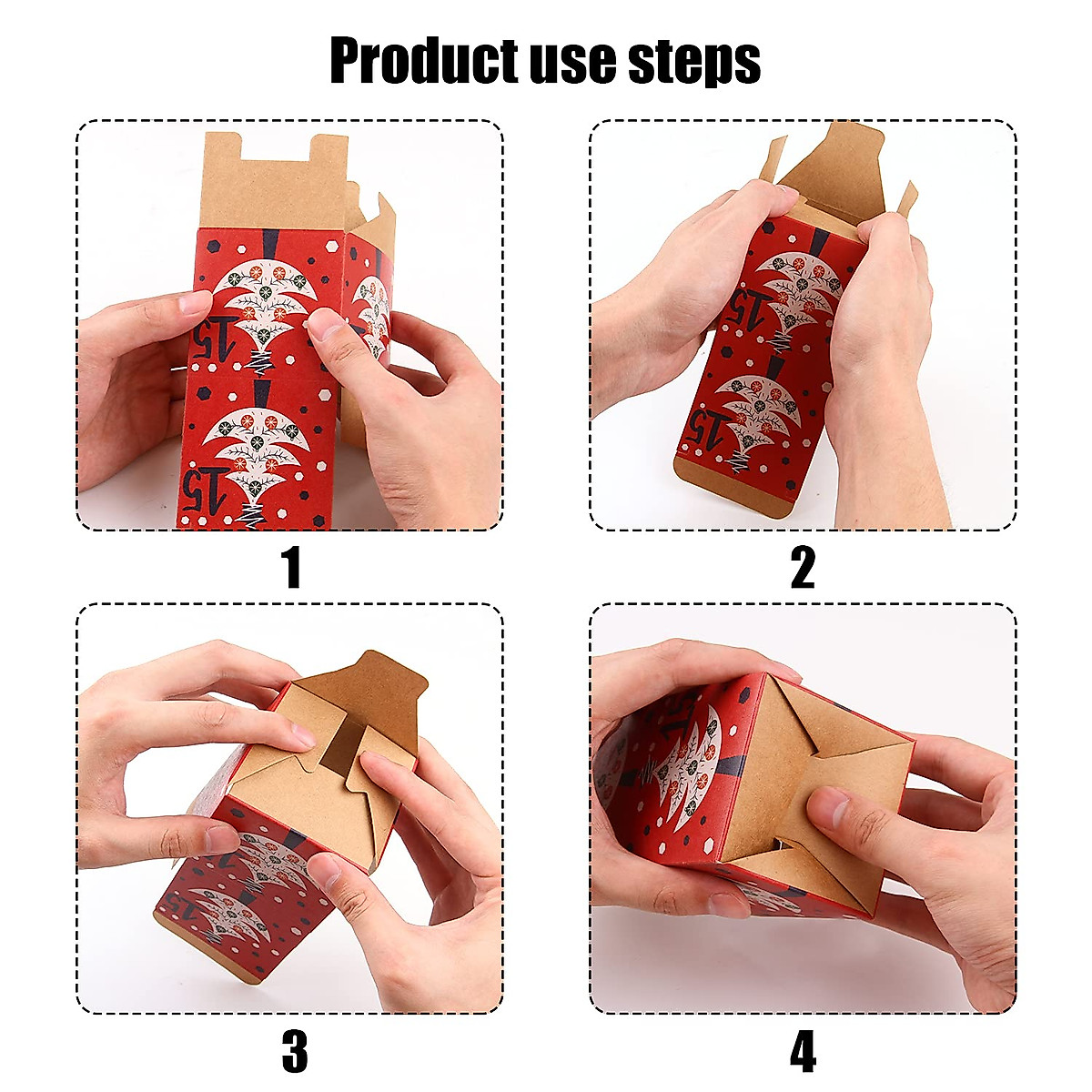 LOKIPA Christmas Advent Calendar Boxes, 24 Days Kraft Paper Advent Countdown Gift Boxes for Kids and Family