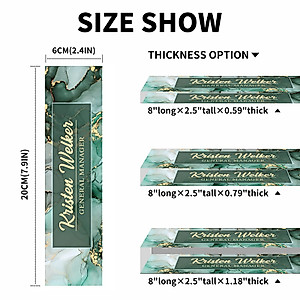 Personalized Premium Green Marble Acrylic Desk Name Plate, Office Decor for Women or Men Coworkers, Boss, Employee, Teacher