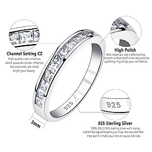 Newshe Jewellery Wedding Bands Eternity Rings for Women AAAAA Cubic Zirconia Princess 925 Sterling Silver Size 7