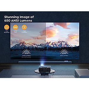 YABER K1 Projector 650 ANSI Ultra Bright, Home Theater Movie Projector with WiFi 6 and Bluetooth, Native 1080P& 4K Supported &Auto Screen&Full-Sealed Engine, Wireless Casting/HDMI/USB/TV Stick/PPT