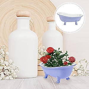 GANAZONO Jewelry Tray Bathtub Shape Ceramic Flower Pot Bonsai Flower Pot Mini Flower Pot Plant Container for Indoor Outdoor Garden Plants Decor