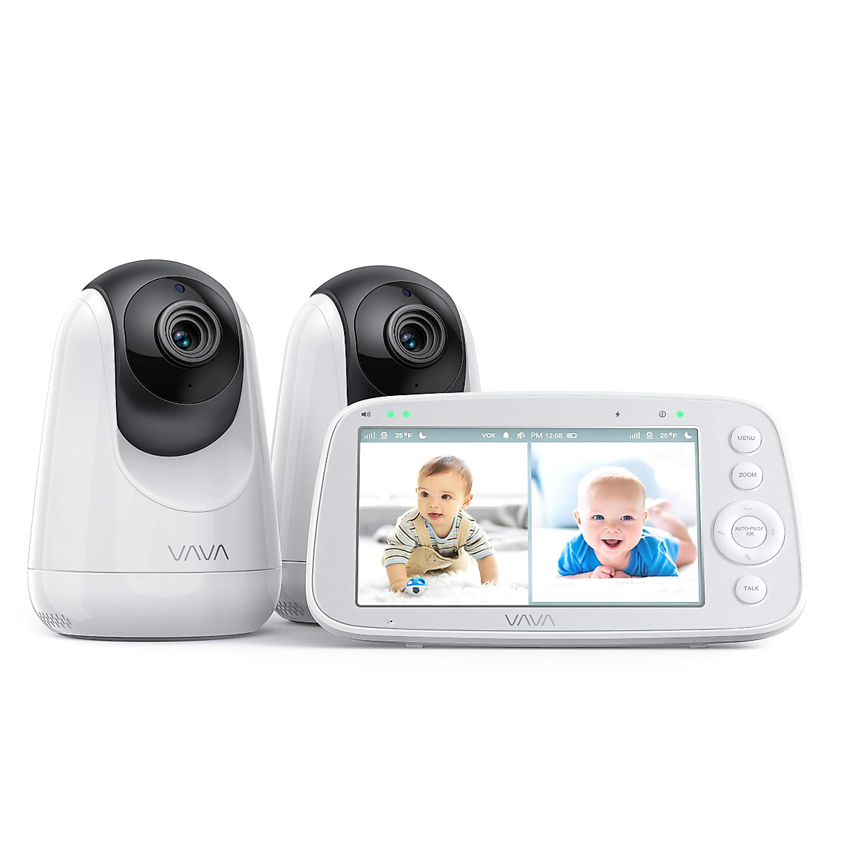 VAVA Baby Monitor with 2 Cameras and Two-Way Audio, Split IPS Screen 720P 5" HD Video , 900ft Range, 4500 mAh Battery, One-Click Zoom, Night Vision