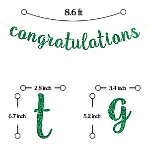Maicaiffe Congratulations Banner - Graduation Party Supplies - Birthday Retirement Wedding Engagement Marriage Anniversary Banner Decor Green Glitter