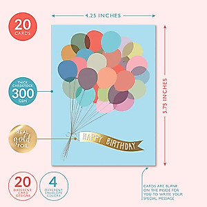 Sweetzer & Orange Birthday Happy Birthday Cards with Envelopes and Birthday Card Assortment Box. Variety Set of 20 Assorted Birthday Cards with Envelopes, Bulk Greeting Cards Assortment