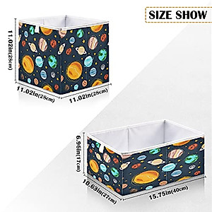 Kigai Solar System Planet Storage Bin, Large Collapsible Organizer Rectangle Storage Basket for Home Office Décor, 15.8 x 10.6 x 7 in