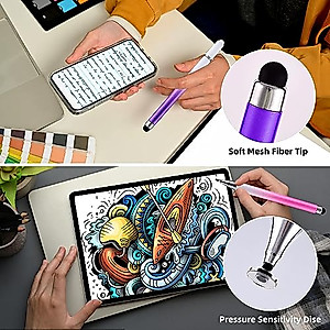 Amaxiu 2 in 1 Stylus Pens for Touch Screens,3 Pcs Stylus Pencil with Transparent Disc & Silicone Tip High Sensitivity Stylus Fine Point Stylus Pen Compatible with All Touch Devices