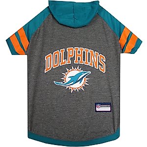 Pets First NFL Miami Dolphins Hoodie for Dogs & Cats. | NFL Football Licensed Dog Hoody Tee Shirt, Large| Sports Hoody T-Shirt for Pets | Licensed Sporty Dog Shirt