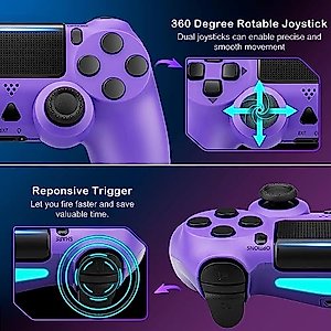 YU33 2 Pack Controllers for PS4 Controller with Charging Station, Remote Work with Playstation 4 Controller with Fast Charging Dock for PS4/PS5, Game Control for PS4 Orange&Purple&Charger