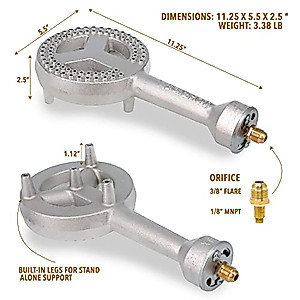 GasOne 50250+2109 Gas ONE High Pressure Cast-Iron Burner Head with Brass Fitting Orifice