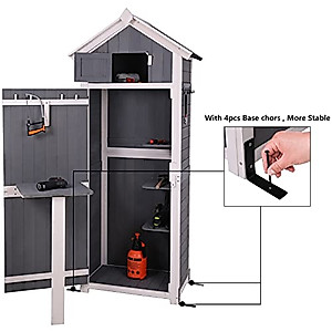 B BAIJIAWEI Garden Storage Shed - Garden Tool Storage Cabinet - Lockable Arrow Wooden Storage Sheds Organizer for Home, Yard, Outdoor (Grey)