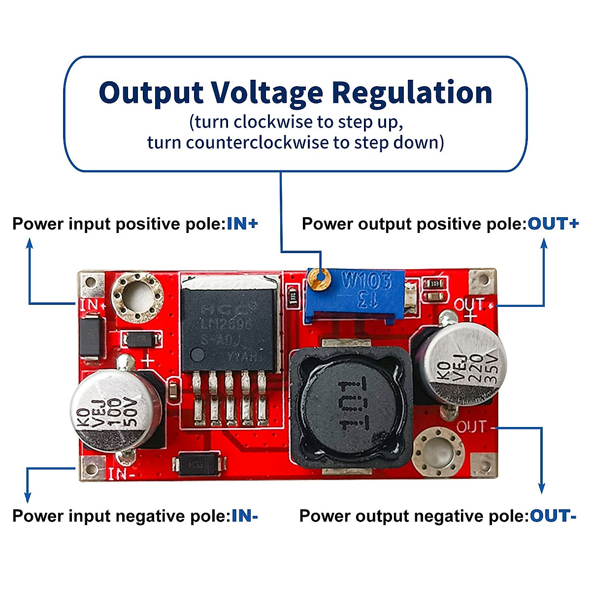 Stemspace DC to DC 5-40V to 1.5-36V Buck Converter Step Down Module High Efficiency Voltage Regulator Module-PM96