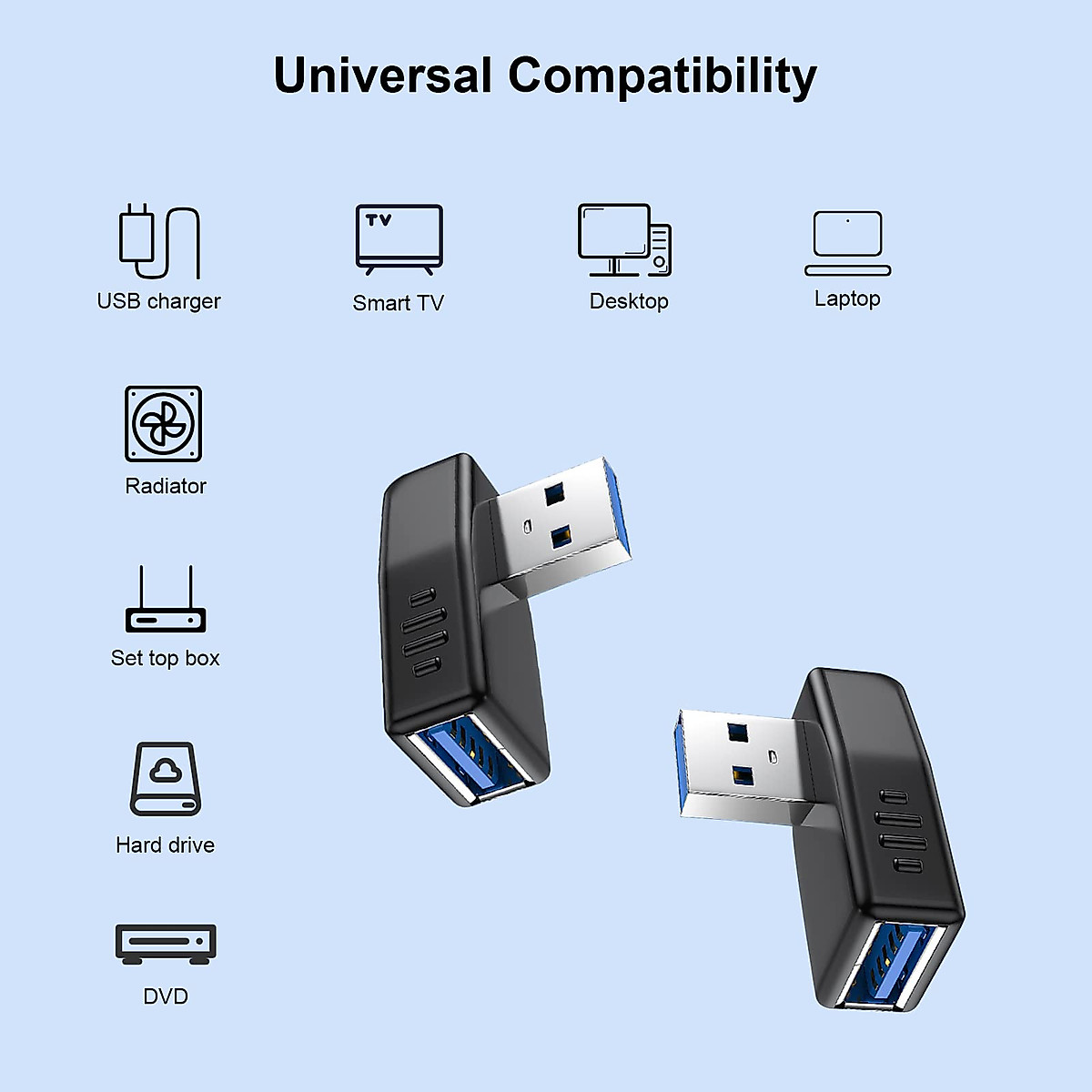 Oxsubor USB 3.0 Adapter 90 Degree Male to Female Coupler Connector Plug Left Angle and Right Angle