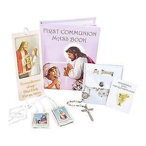 Communion Gifts First Set with Rosary and Mass Book (Pink)