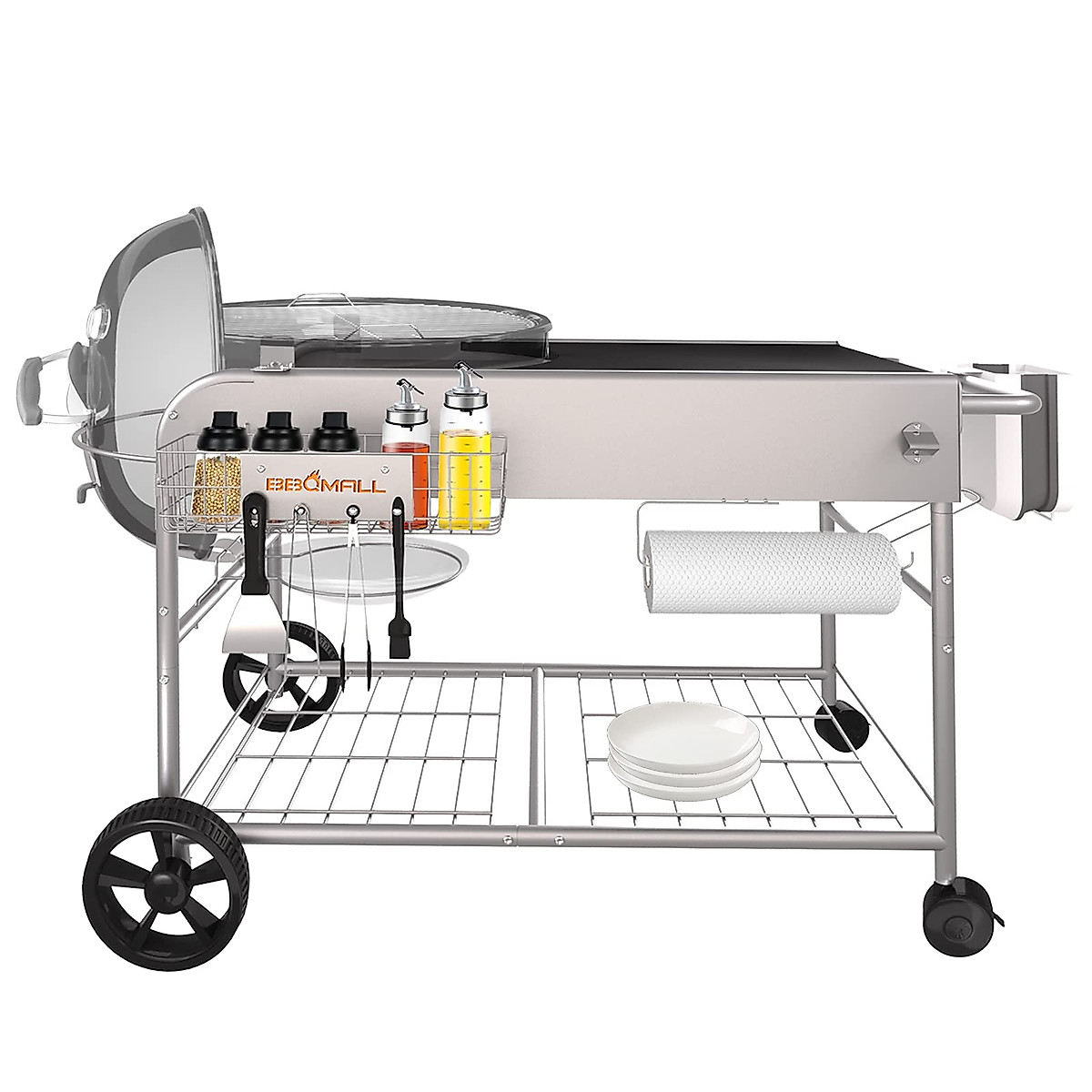 Grill Table for Weber 22" &18" Original Kettle, for Weber Grill Table, Stand Cart for JumboJoe Master-Touch Charcoal Outdoor Prep Performer Charcoal Accessories for Outside