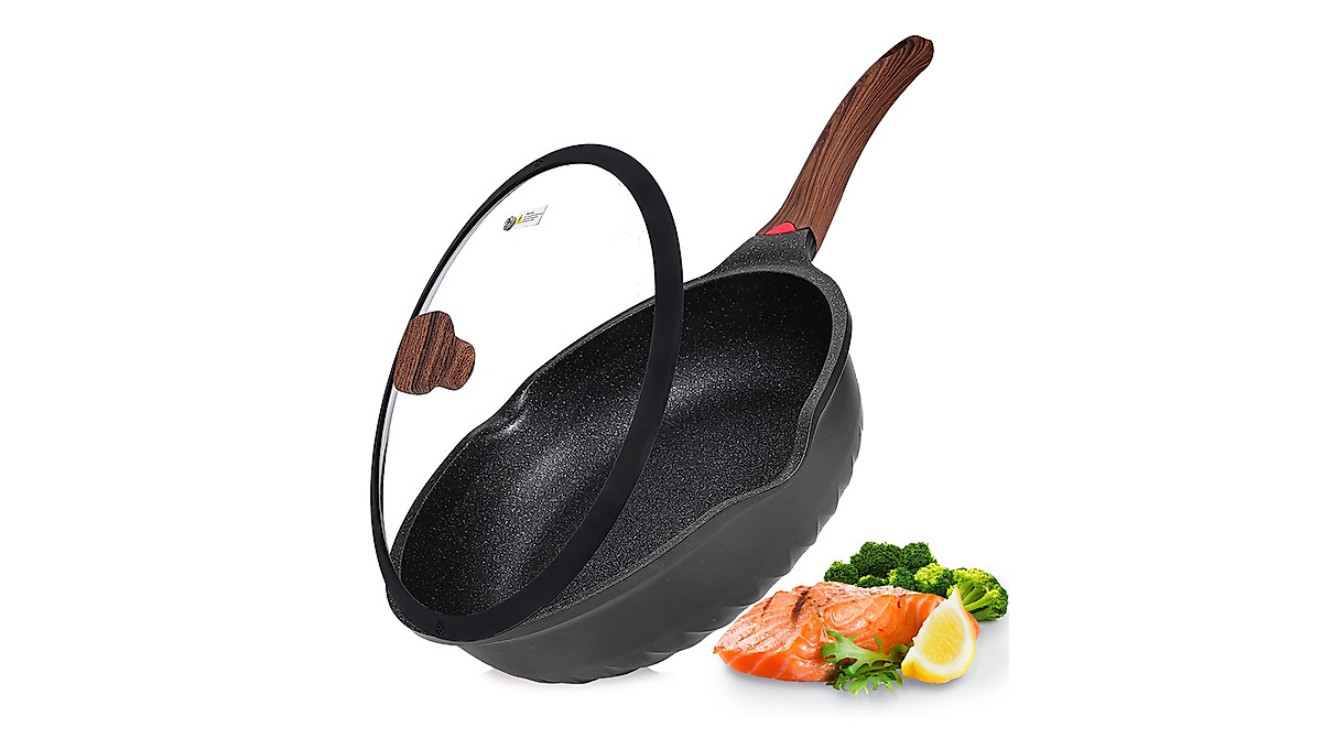 Vinchef Nonstick Deep Frying Pan - 12in Ceramic Skillet