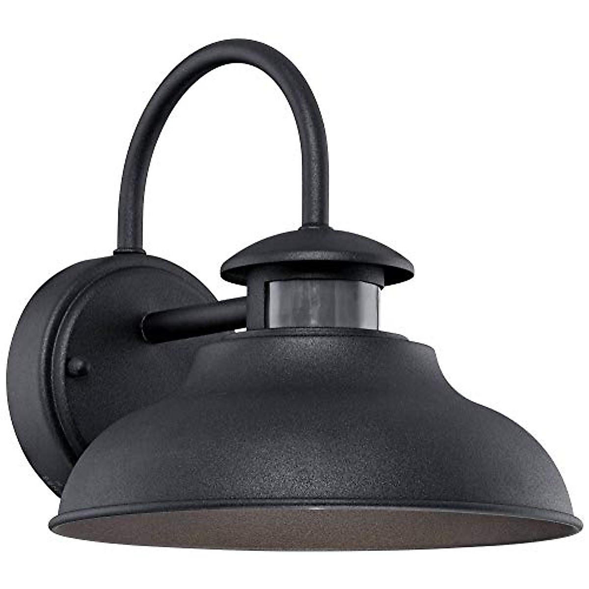 John Timberland Midland Urban Barn Industrial Outdoor Wall Light Fixture LED Black Metal 9" Gooseneck Arm Motion Sensor Dusk to Dawn for House Porch Patio Outside Deck Garage Front Door Garden