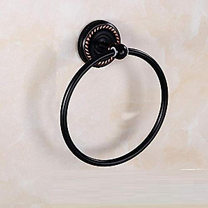 Towel Ring,Coat Hook,Towel Hooks,Black Round Twist Towel Hanging Ring Towel Rack Ring Hand Towel Rack Brass 1 Free Punch (Size : 1 Punch)