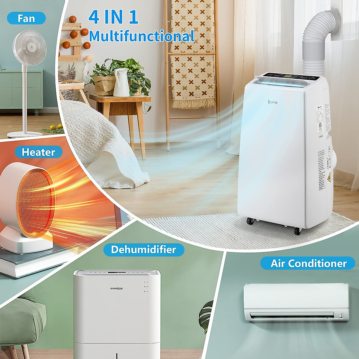 ROVSUN 8,000 BTU Portable Air Conditioners with Remote & APP Control, 3-in-1 Room Air Conditioner, Rolling AC Unit with Digital Display, 24H Timer & Installation Kits for Home Office Dorms