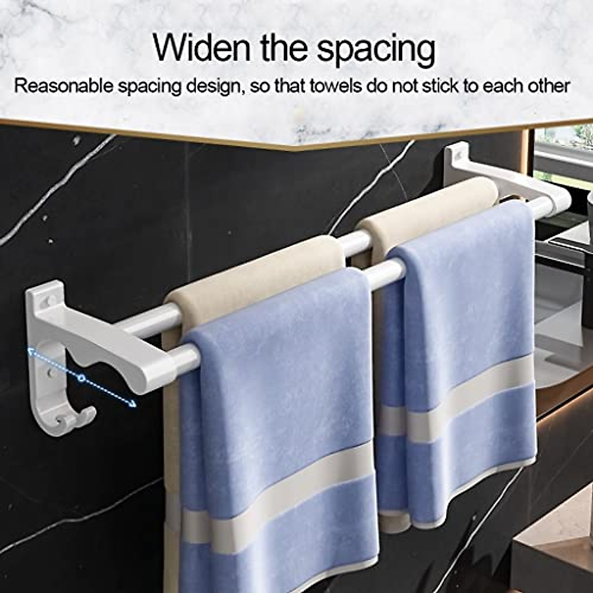 Bath Towel Bar White Towel Rack, Space Aluminum Towel Rail, Double Rod Toilet Towel Rail, Bathroom Hanger Bar Towel Holder (Color : 60CM)