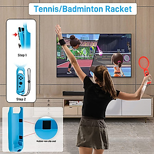 FANPL Switch Sports Accessories Bundle for Nintendo Switch Sports 2022, 10 in 1 Sports Game Accessories Kit with Fencing Game Swords, Wrist Bands, Leg Straps, Tennis/Badminton Rackets, Bowling Grip