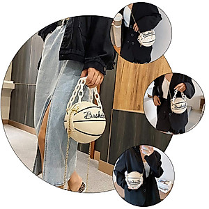 Basketball Shape Handbags Fashion PU Round Purse Tote Shoulder Bag Adjustable Strap Messenger Bag for Women Girls