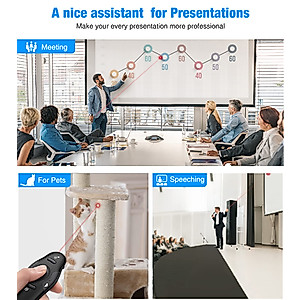 DINOSTRIKE Presentation Clicker with Red Laser Pointer, RF 2.4GHz USB Wireless Presenter Remote Slide Clicker for Powerpoint Presentations for Computer Laptop Office Classroom
