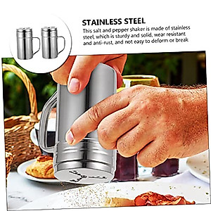 Housoutil 2pcs Seasoning Jar with Handle Glass Sauce Bottles Stainless Steel Containers Terrarium Salt and Pepper Shakers Storage Jar Seasoning Shaker Stainless Steel Pepper Shakers Salt Jar