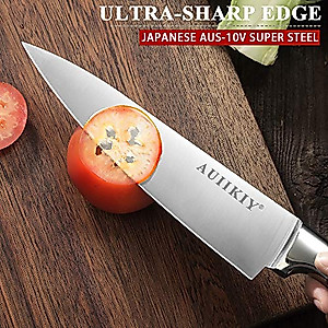 Professional Chef Knife 8 Inch, Kitchen Knife Made of AUS-10V Super Stainless Steel, Chefs Knife with a triple-riveted Ergonomic Handle,Sharp Cooking Knife with Gift Box